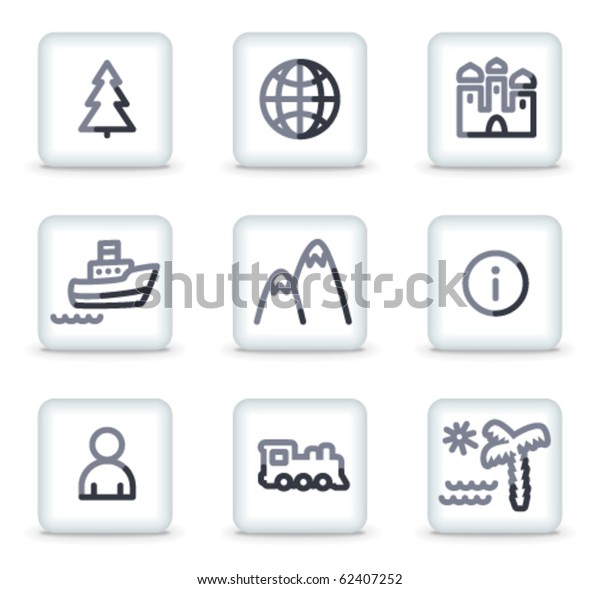 Travel Icons Set 1 White Square Stock Vector (Royalty Free) 62407252