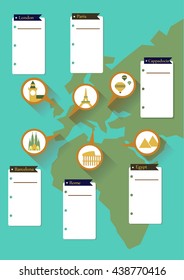 Travel Infographics Landmark Map Vector Illustrations Stock Vector ...