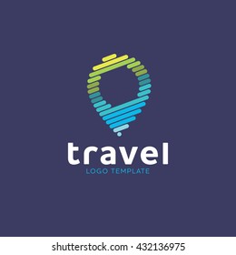 Travel Logo Map Color Concept Pin Stock Vector (Royalty Free) 432136975 ...