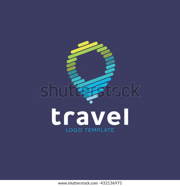 Travel Logo Map Color Concept Pin Stock Vector (Royalty Free) 432136975 ...