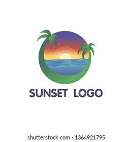 Travel Logo Sunset Vector Resort Logo Stock Vector (Royalty Free ...