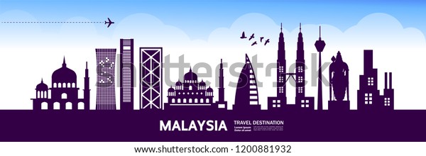 Travel Malaysia Vector Stock Vector (Royalty Free) 1200881932 ...