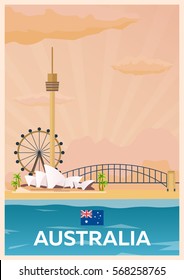 Australia Tourism Travelling Illustration Modern Flat Stock Vector ...