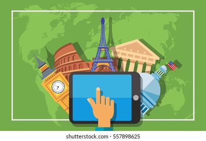 Travel Poster Tablet Landmarks Stock Vector (Royalty Free) 557898625 ...