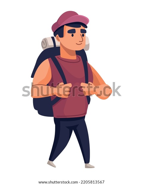 Traveler Man Walking Comic Character Stock Vector (Royalty Free ...