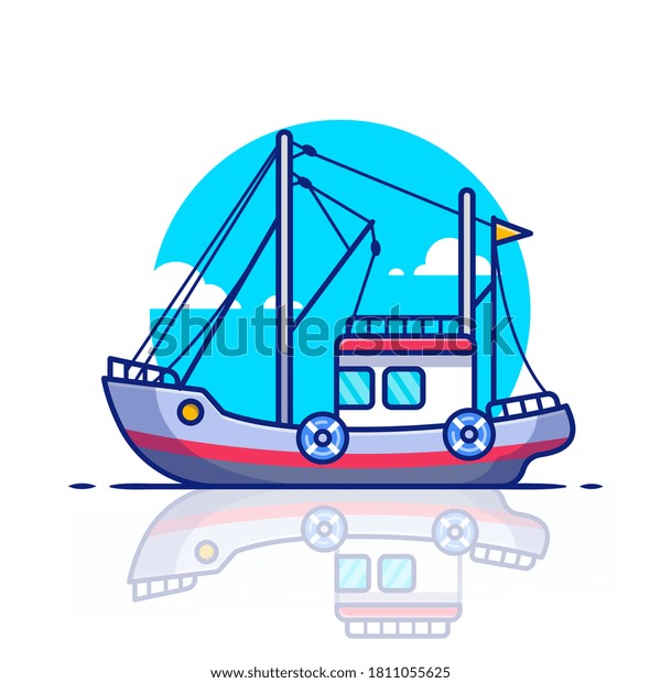 Trawler Boat Cartoon Vector Icon Illustration Stock Vector (Royalty ...