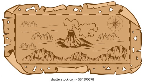 Treasure Map On Brown Paper Illustration Stock Vector (Royalty Free ...
