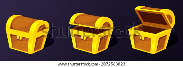 Vektor Stok Treasure Chest Animation Cartoon Empty Treasure (Tanpa ...