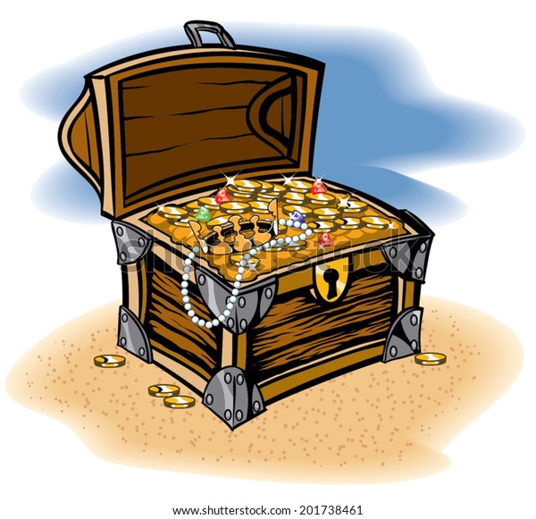 Treasure Chest Full Bounty Coins Jewels Stock Vector (Royalty Free ...