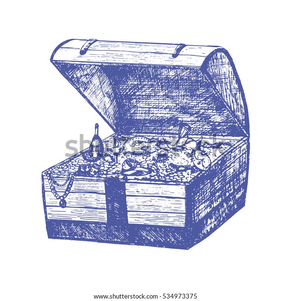 Treasure Chest Hand Draw Sketch Vector Stock Vector (Royalty Free ...