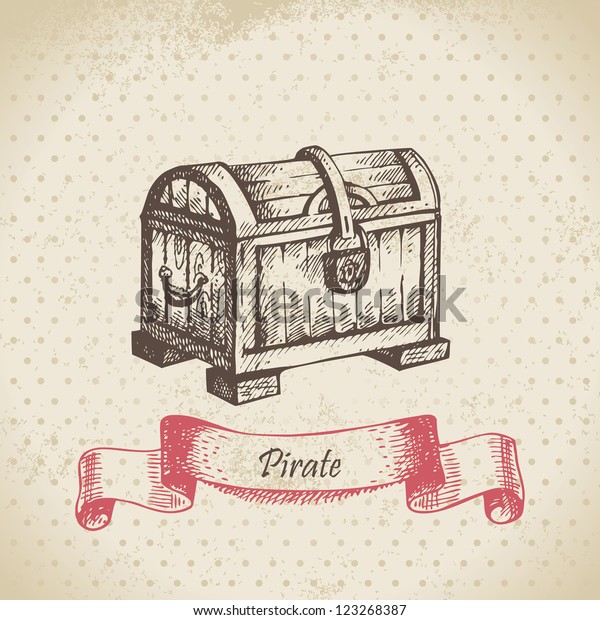 Treasure Chest Hand Drawn Illustration Stock Vector (Royalty Free ...