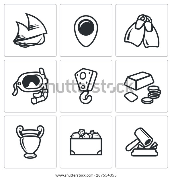 Treasure Hunt Icons Set Vector Illustration Stock Vector (Royalty Free ...