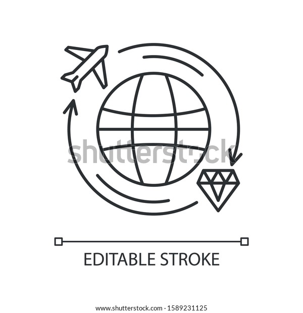 Treasure Hunt Linear Icon Worldwide Search Stock Vector (Royalty Free ...