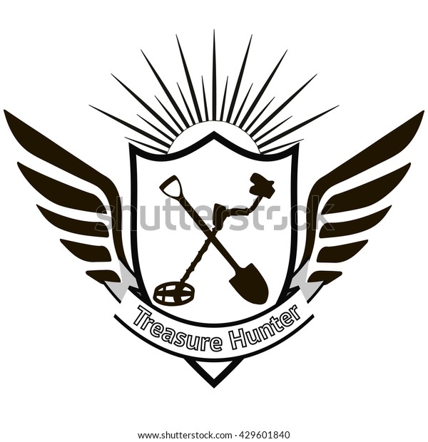 Treasure Hunter Heraldic Sign Shovel Metal Stock Vector (Royalty Free ...