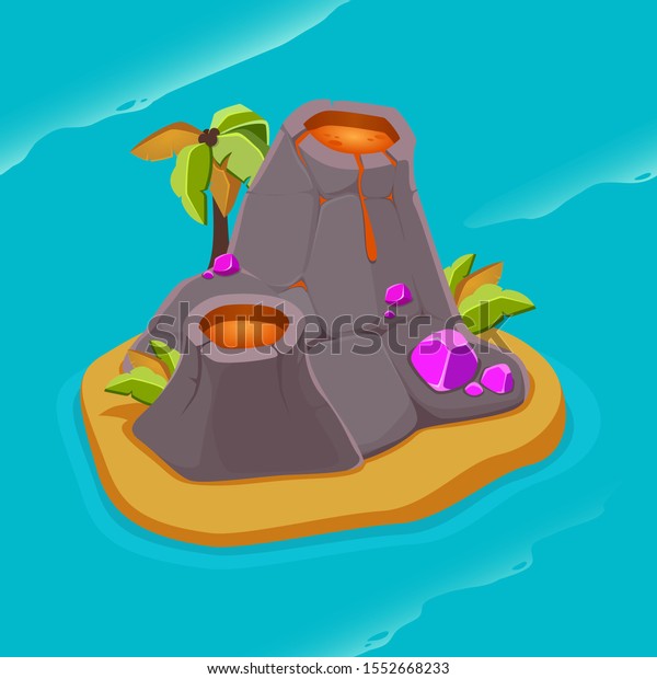 Treasure Map Game Uninhabited Island Volcano Stock Vector (Royalty Free ...