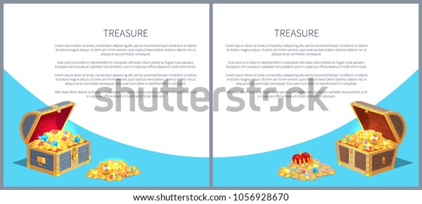 Treasure Posters Set Precious Treasures Heavy Stock Vector (Royalty ...