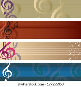 Treble Clef Banner Set Set Four Stock Vector (Royalty Free) 129255353 ...