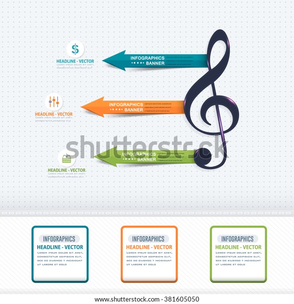 Treble Clef Concept Infographics Multicolored Arrows Stock Vector ...