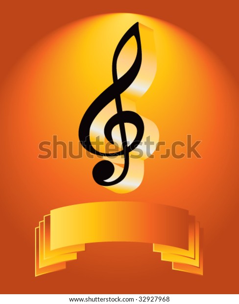 Treble Clef Music Note On Orange Stock Vector (Royalty Free) 32927968 ...