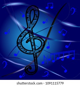 Treble Clef On Blue Gradient Background Stock Vector (Royalty Free ...