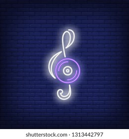 Treble Clef Vinyl Record Neon Sign Stock Vector (Royalty Free ...