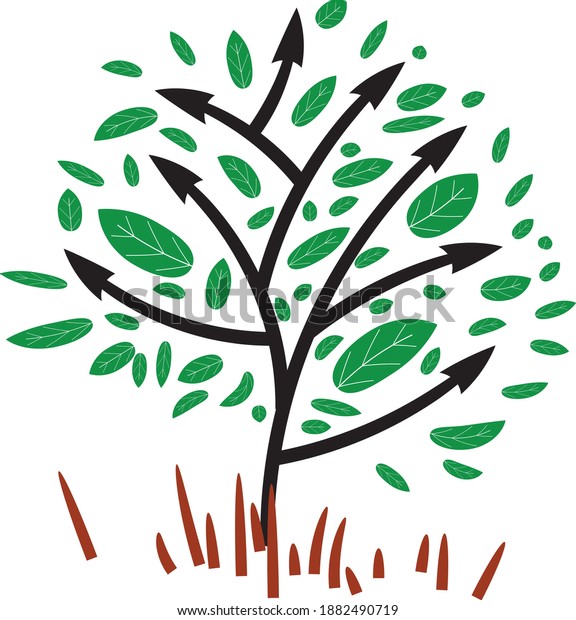 Tree Arrows Green Leaves Around Perimeter Stock Vector (Royalty Free ...