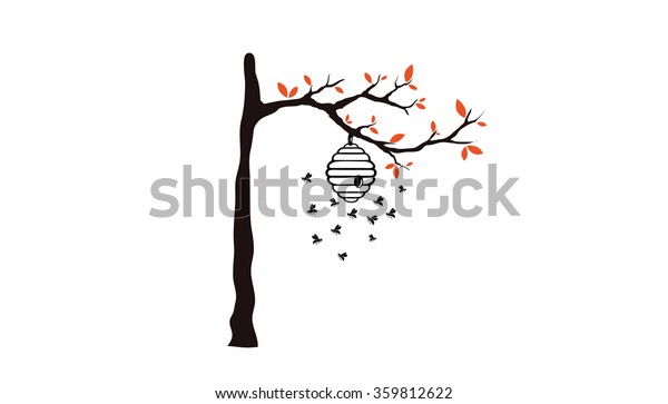 Tree Beehive Design Illustration Stock Vector (Royalty Free) 359812622 ...