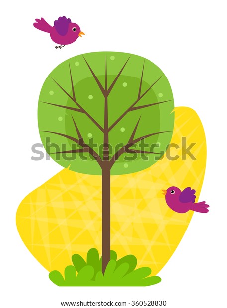 Tree Birds Clip Art Birds Stylized Stock Vector (Royalty Free ...