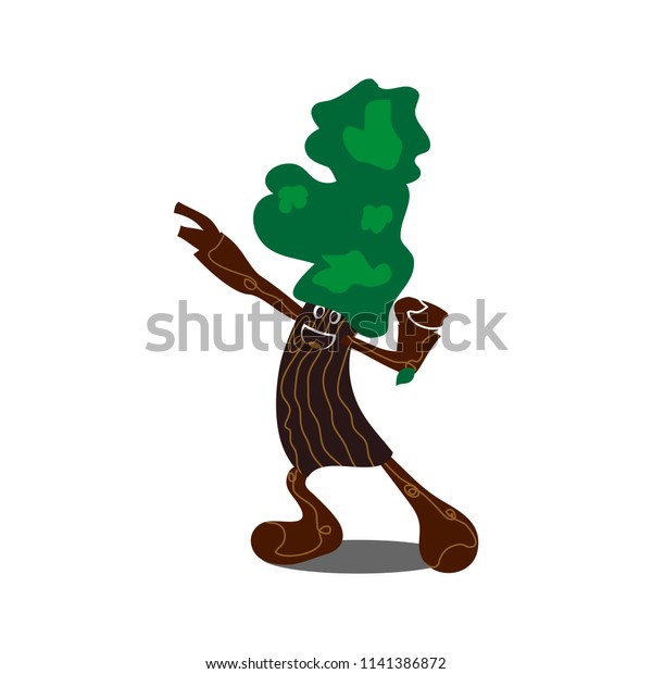 Tree Dance Cartoon Human Face Hands Stock Vector (Royalty Free ...
