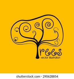 Tree Design Over Yellow Background Vector Stock Vector (Royalty Free ...