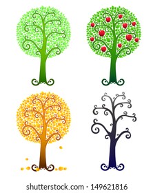 Tree During Four Seasons Isolated On: vector de stock (libre de ...