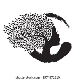 Tree Female Face Part Zen Symbol Stock Vector (Royalty Free) 1574871610 ...