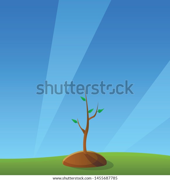 Tree Growing Concept Background Cartoon Illustration Stock Vector ...