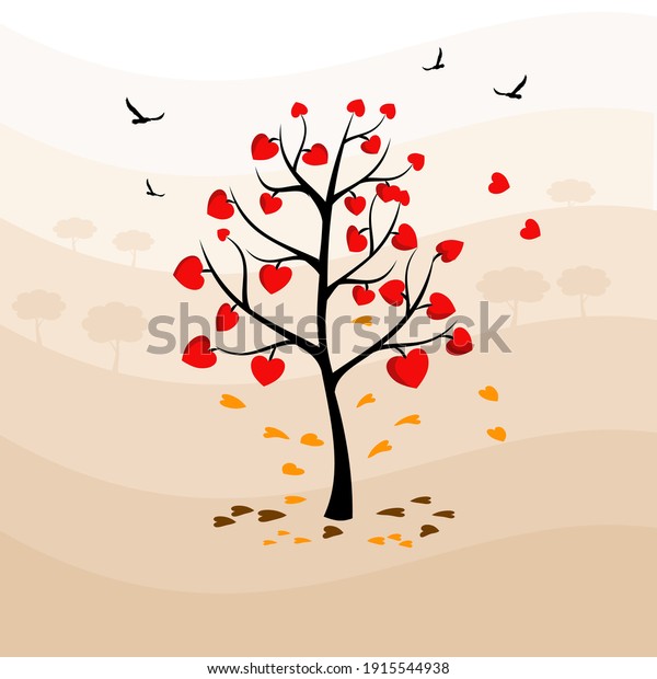 Tree Heart Shaped Leaves Vector Illustration Stock Vector (Royalty Free ...