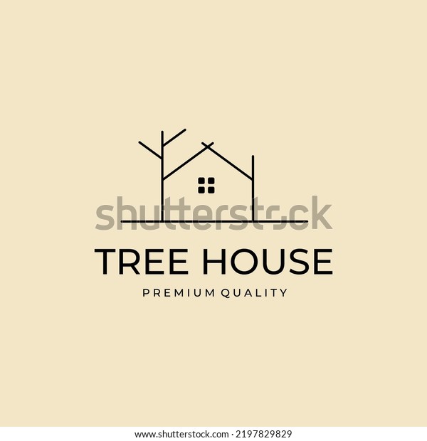 Tree House Line Art Logo Vector Stock Vector (Royalty Free) 2197829829 ...