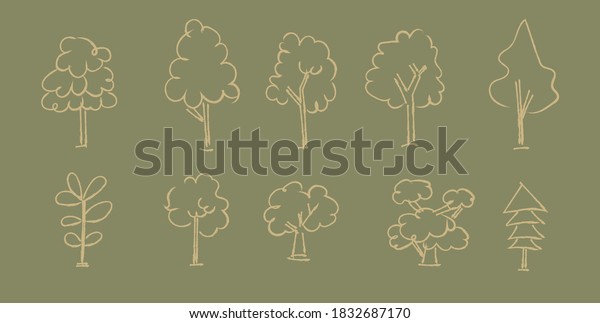 Tree Icon Collection Vector Color Illustration Stock Vector (Royalty ...