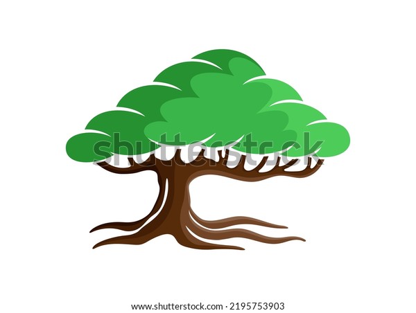 Tree Icon Roots On White Background Stock Vector (Royalty Free ...