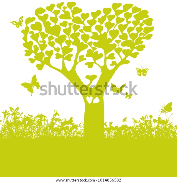 Tree Leaves Hearts Growing Love Stock Vector (Royalty Free) 1014856582 ...