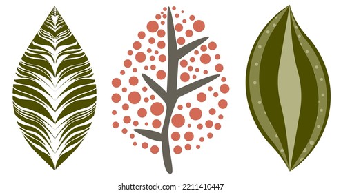 Tree Leaves Set 3 Types Tree Stock Vector (Royalty Free) 2211410447 ...