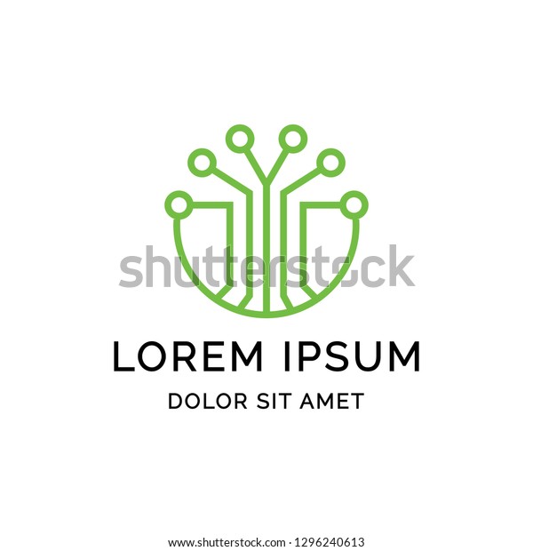 Tree Line Connected Node Logo Template Stock Vector (Royalty Free ...