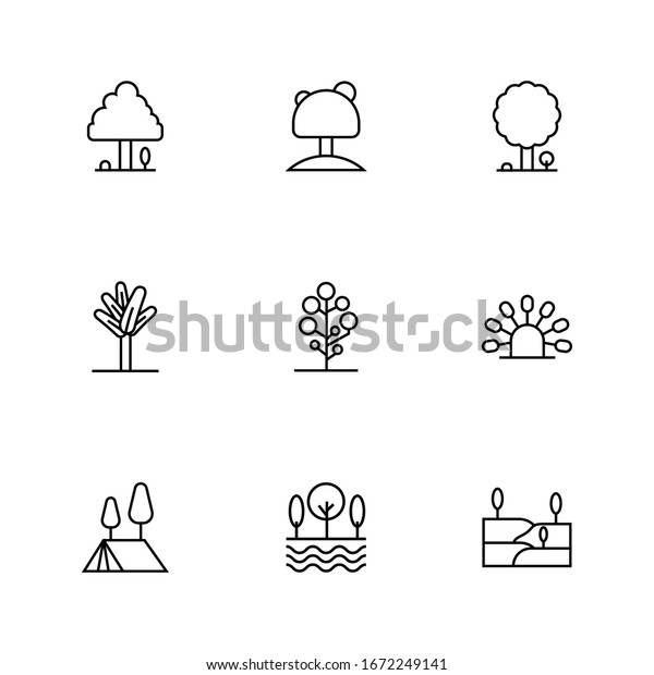 Tree Line Icon Naturally Beautiful Symbol Stock Vector (Royalty Free ...