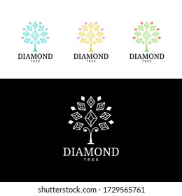 Tree Made Diamonds Vector Logo Template: เวกเตอร์สต็อก (ปลอดค่า ...