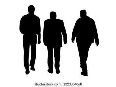 Tree Men Walking Forward Silhouette Vector Stock Vector (Royalty Free ...