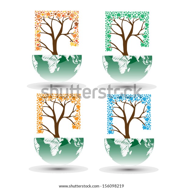 Tree Natural Design Over White Background Stock Vector (Royalty Free ...