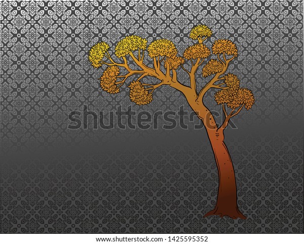 Tree On Thai Traditional Background Vector Stock Vector (Royalty Free ...