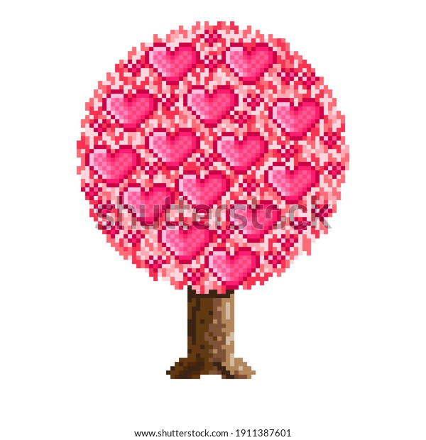 Tree Pixel Art Pink Tree Tree Stock Vector (Royalty Free) 1911387601 ...