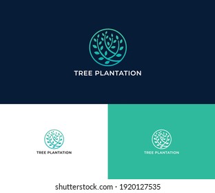 Tree Plantation Logo Vector Design Illustration Stock Vector (Royalty ...