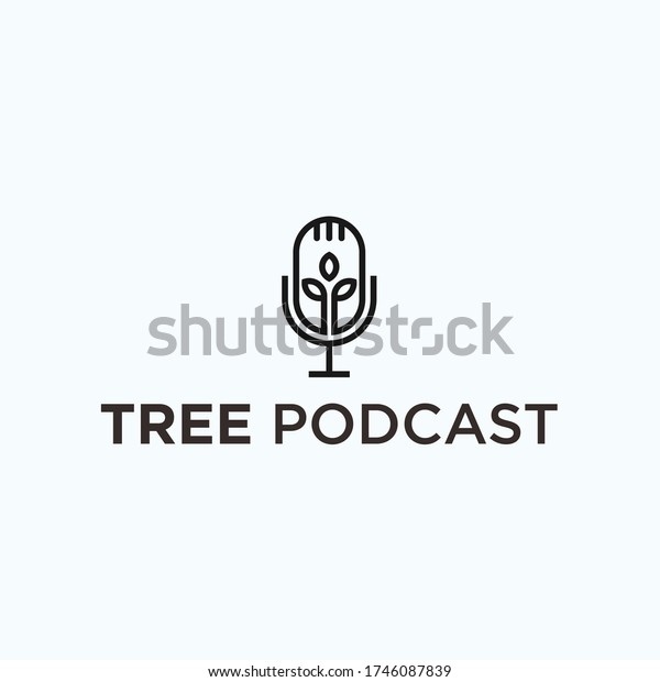 Tree Podcast Logo Microphone Logo Stock Vector (Royalty Free) 1746087839