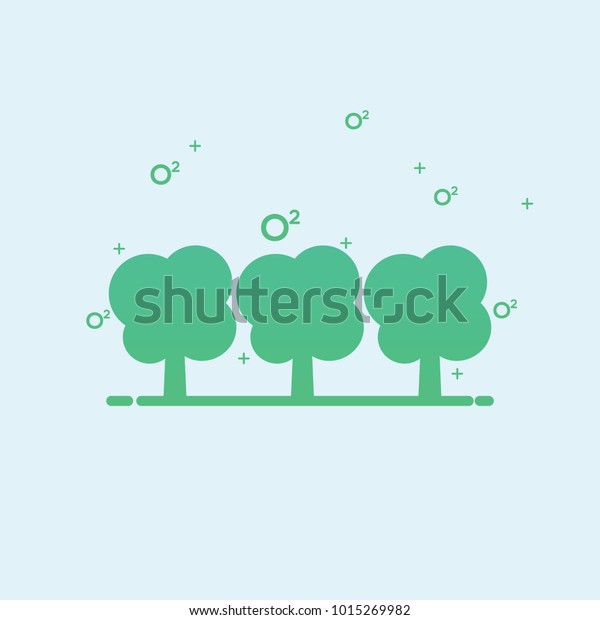 Tree Produce Oxygen Icon Logo Flat Stock Vector (Royalty Free ...