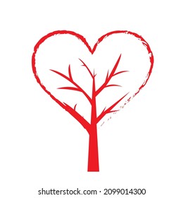 Tree Red Heart Shape Outline Vector Stock Vector (Royalty Free ...